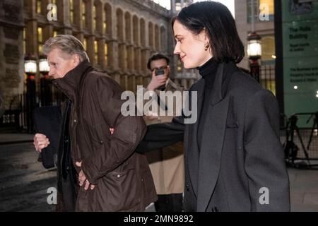 Actress Eva Green leaves the High Court in London, Monday, Jan. 30 ...