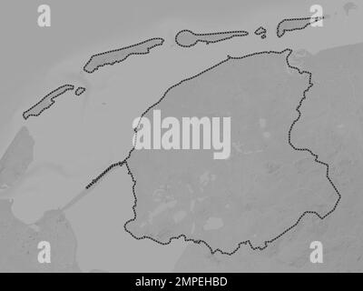 Frise, province des pays-Bas. Carte d'altitude colorée en style wiki ...