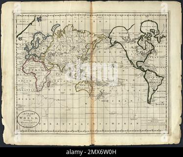Carte du monde selon la projection Mercator, en faisant le point sur ...
