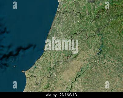 Leiria, district du Portugal. Carte satellite haute résolution. Lieux des principales villes de ...