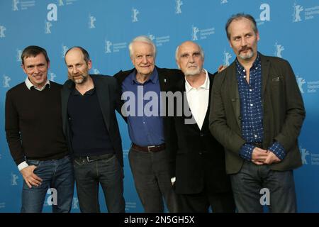 From left, producer Jean-Louis Livi, actors Hippolyte Girardot ...