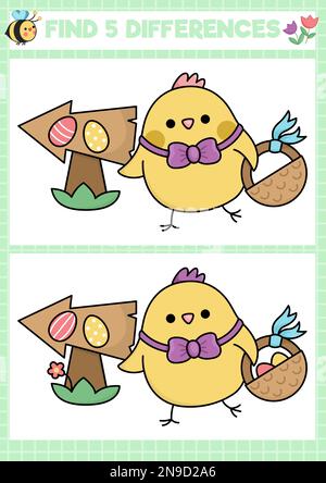 Le kawaii de Pâques trouve le jeu de différences pour les enfants ...
