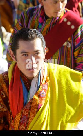 Bhutan's 5th King Jigme Khesar Namgyal Wangchuk, center, interacts with ...