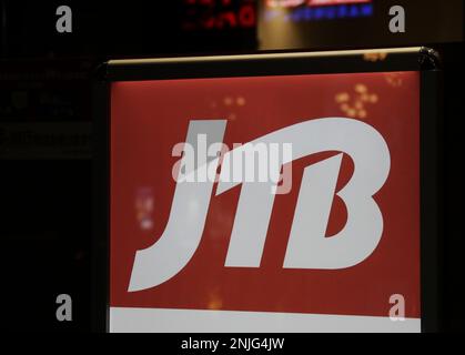 The trademark of JTB Corporation is seen in Chiyoda Ward, Tokyo on ...