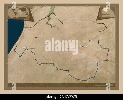 Louga, région du Sénégal. Carte satellite basse résolution. Lieux des ...