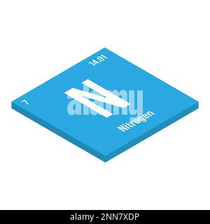 Icône d'élément périodique d'azote. Symbole chimique vecteur azote ...