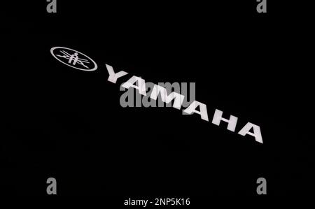 The logo of Yamaha Corporation is seen at Ginza district in Chuo Ward ...