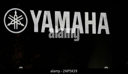 The logo of Yamaha Corporation is seen at Ginza district in Chuo Ward ...