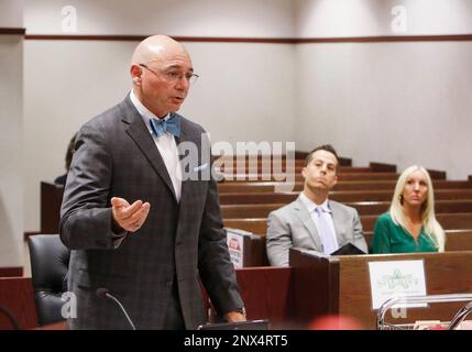Defense attorney Dino Michaels, right, addresses Circuit Judge Pat ...