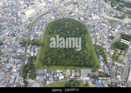 An aerial photo shows Emperor Nintoku's tomb , a part of the Mozu ...
