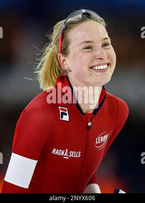 HERENVEEN - pays-Bas, 02/03/2023, Ragne Wiklund (NOR) pendant la course ...