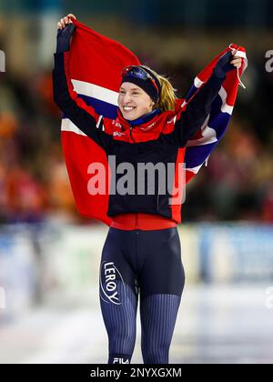 HERENVEEN - pays-Bas, 02/03/2023, Ragne Wiklund (NOR) pendant la course ...