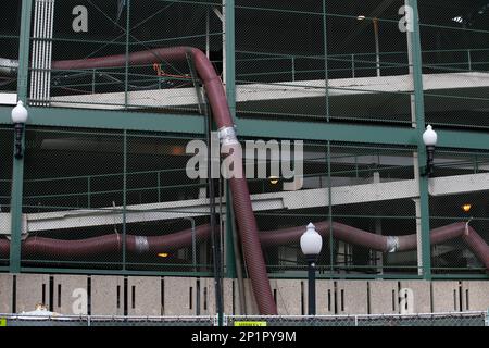 A general view of the exterior of Wrigley Field, home of the Chicago ...
