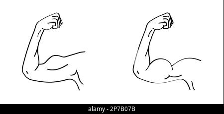 Biceps. Symbole de coude humain de dessin animé. Dessin vectoriel ...