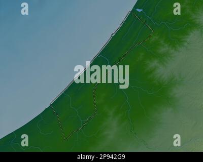 Bande de Gaza, région de Palestine. Carte d'altitude colorée en style ...