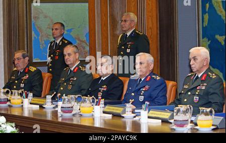 Turkish army's top commanders, from left to right, Gen. Yasar Buyukanit ...
