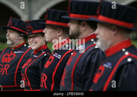 Yeoman Warder Moira Cameron, left, the first female Beefeater, poses ...