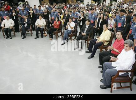 Newly-elected Philippine senators, from right, Gregorio Honasan, Peter ...