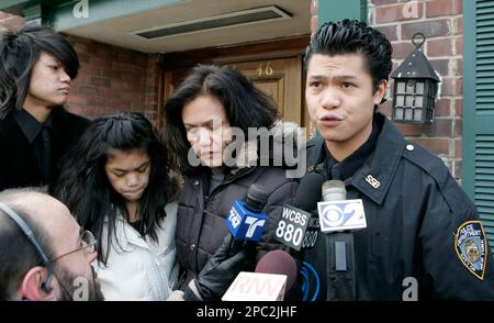 Ceasar Borja answers questions during a news interview before the ...