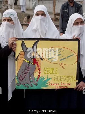 Pakistani veiled women supporters of a coalition of six radical Islamic ...