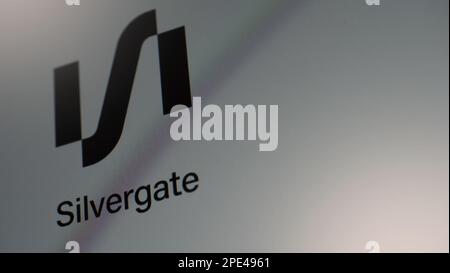 Bangkok Thaïlande. 15 mars 2023. Logo Silvergate Bank. Logo des marques ...