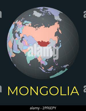 Situation de la Mongolie sur la carte du monde, marquée avec la tige de ...