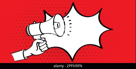 Mégaphone de dessin animé, symbole ou logo de message de microphone à ...