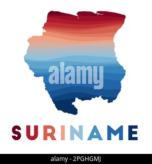 Carte du Suriname avec drapeau en contour sur la carte du monde ...