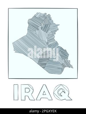 L'Iraq la carte croquis à la main. Concept illustration vectorielle ...