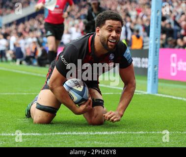Sarrasins Andy Christie en action lors du Gallagher Premiership Rugby ...