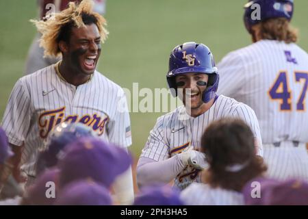 LSU Tigers Dylan Crews (3) poses for a photo on May 23, 2023 at Jerry D ...
