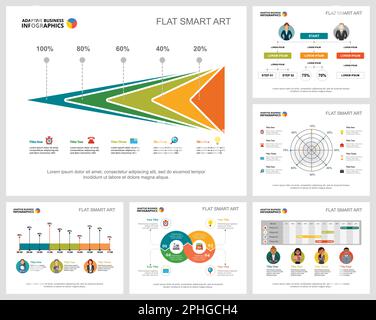 Jeux de graphiques Smart art colorés pour modèles de diapositives de ...