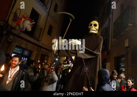 Procession and burial of Genarín, on April 7, 2023, in León, Castilla y ...