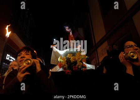 Procession and burial of Genarín, on April 7, 2023, in León, Castilla y ...