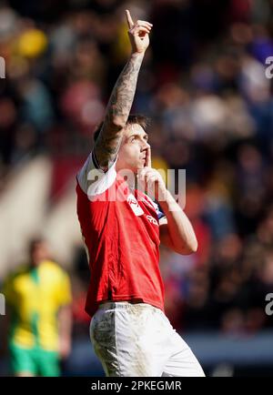 Jordan Hugill de Rotherham United célèbre le premier but du match du ...