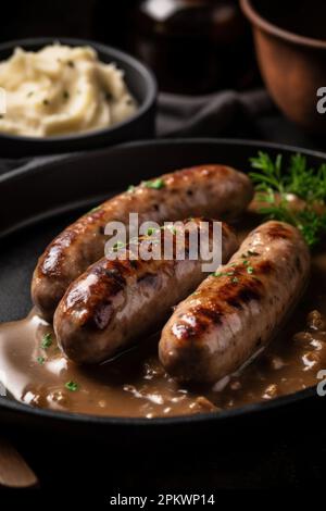 Collection de différents types de saucisses allemandes de porc et de veau à la sauce moutarde ...