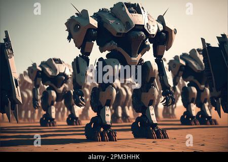 Un robot militaire scifi ou un Battlemech d'une armée futuriste avec ...