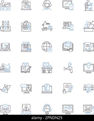 Collection d'icônes de ligne d'élévation. Altitude, hauteur, sommet ...