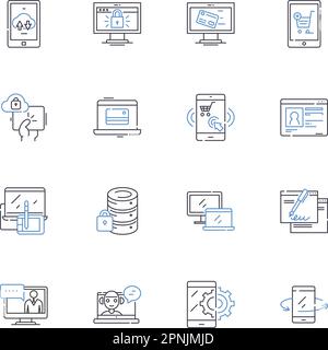 Collection d'icônes de ligne de défense. Chiffrement, pare-feu ...