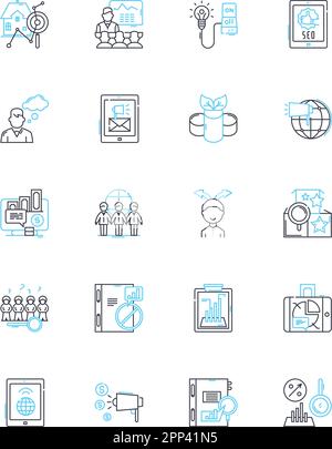 Ensemble d'icônes linéaires de recherche sur les risques. Danger ...