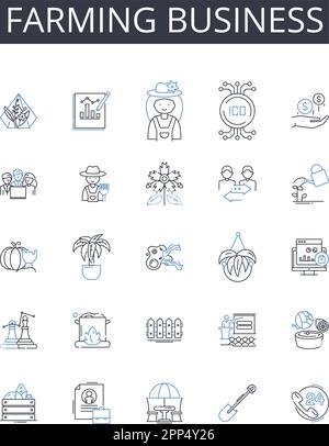 Collection d'icônes de secteur d'activité agricole. Marché de détail ...