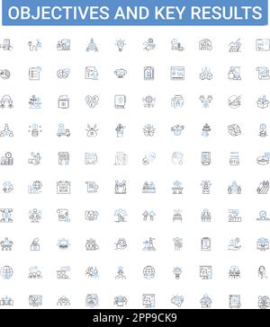 Collection d'icônes de ligne objectifs et Résultats clés. Cibles ...