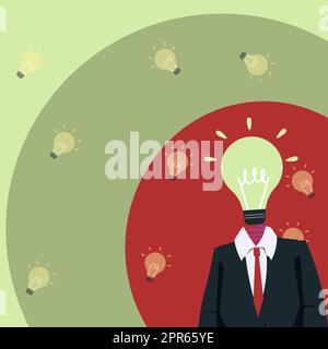 Tête avec ampoule lumineuse et idées de technologie.Lampe luminante ...