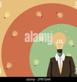 Tête avec ampoule lumineuse et idées de technologie.Lampe luminante ...