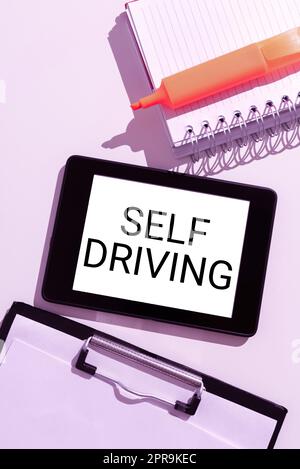 Inspiration montrant le signe conduite autonome, photo conceptuelle ...