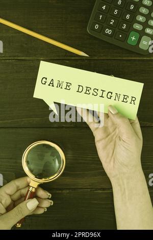 Texte montrant inspiration Game Designer. Business Showcase militant ...