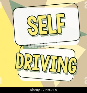 Inspiration montrant le signe de conduite autonome. Mot pour véhicule ...