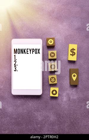 Légende du texte présentant Monkeypox. Concept signifiant poxvirus de l ...