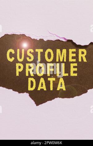 Affiche affichant les données du profil du client, mot écrit sur le ...