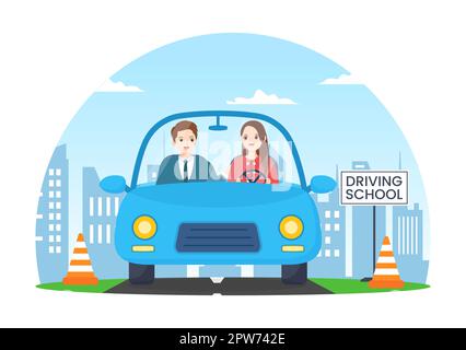 École de conduite avec le processus d'éducation de la formation de voiture et apprendre à ...